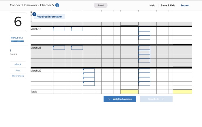 Solved Connect Homework - Chapter 5 0 Saved Help Save & Exit | Chegg.com Solved Connect Homework - Chapter 5 0 Saved Help Save & Exit | Chegg.com