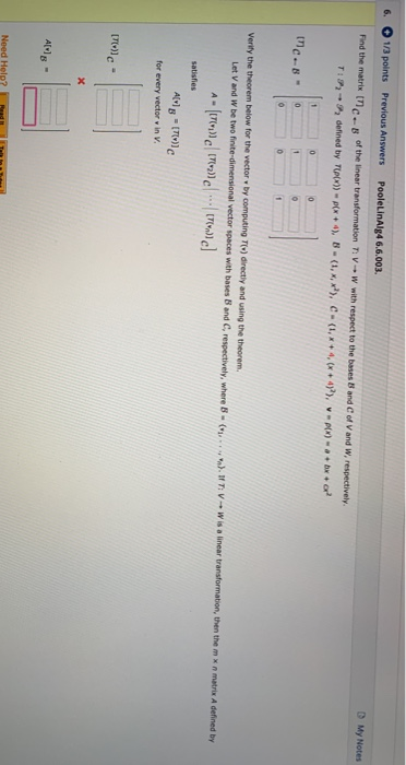 Solved 1/3 points Previous Answers PooleLinAlg4 6.6.003. My | Chegg.com