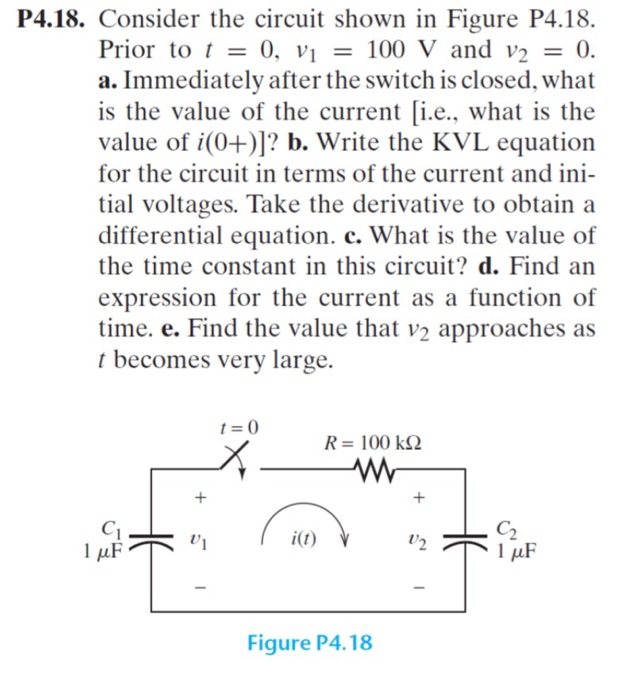 Solved P4.18. Consider the circuit shown in Figure P4.18. | Chegg.com