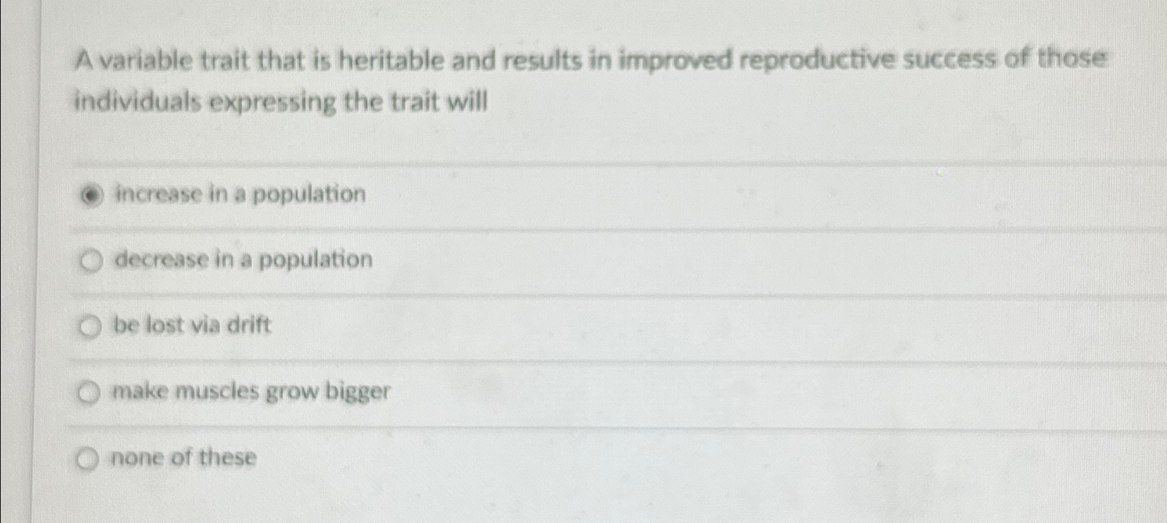 Solved A variable trait that is heritable and results in | Chegg.com