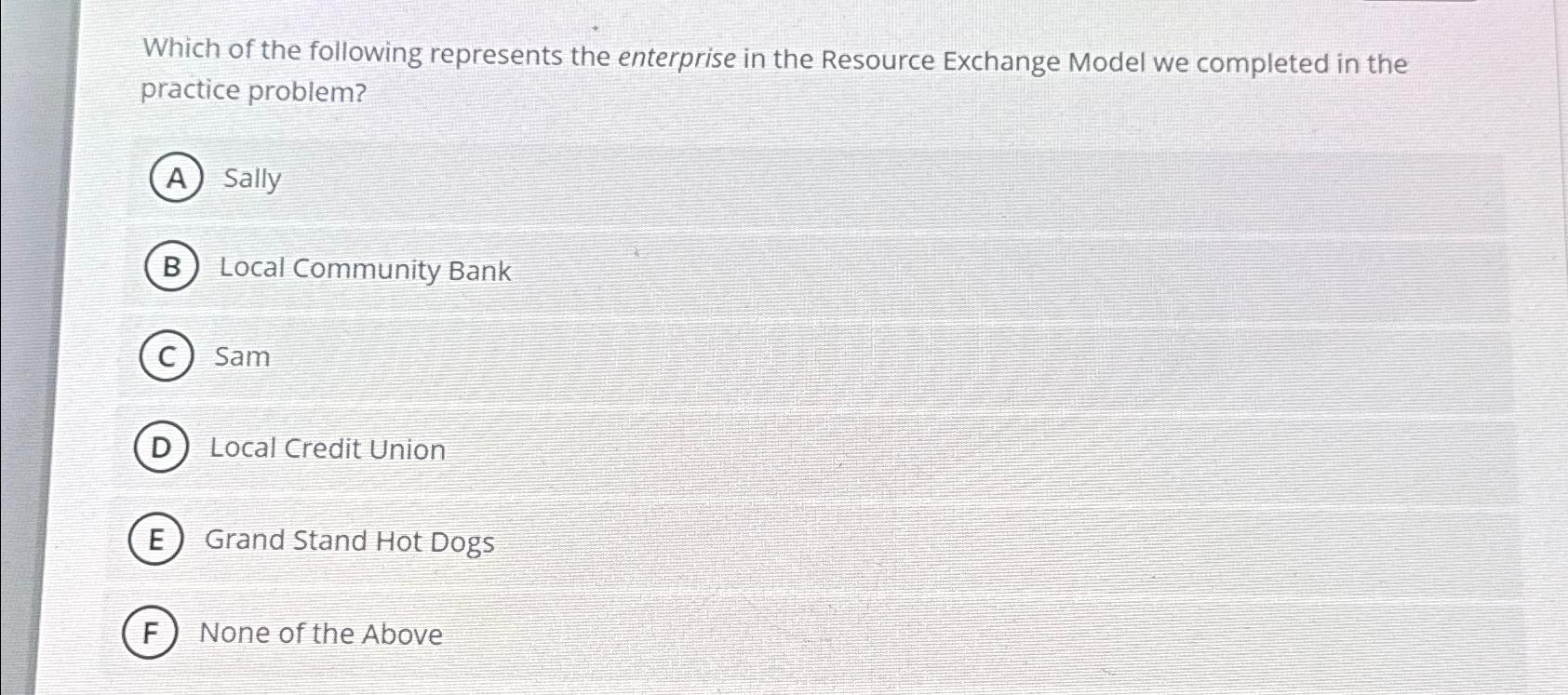 Solved Which of the following represents the enterprise in | Chegg.com