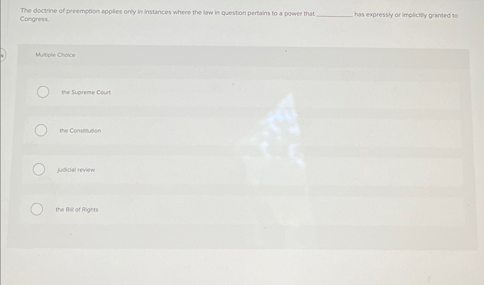 Solved The doctrine of preemption applies only in instances | Chegg.com