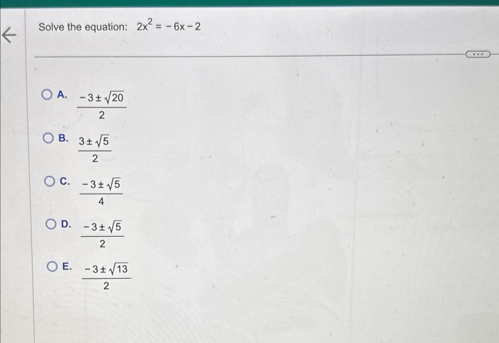 Solved Solve the equation: | Chegg.com