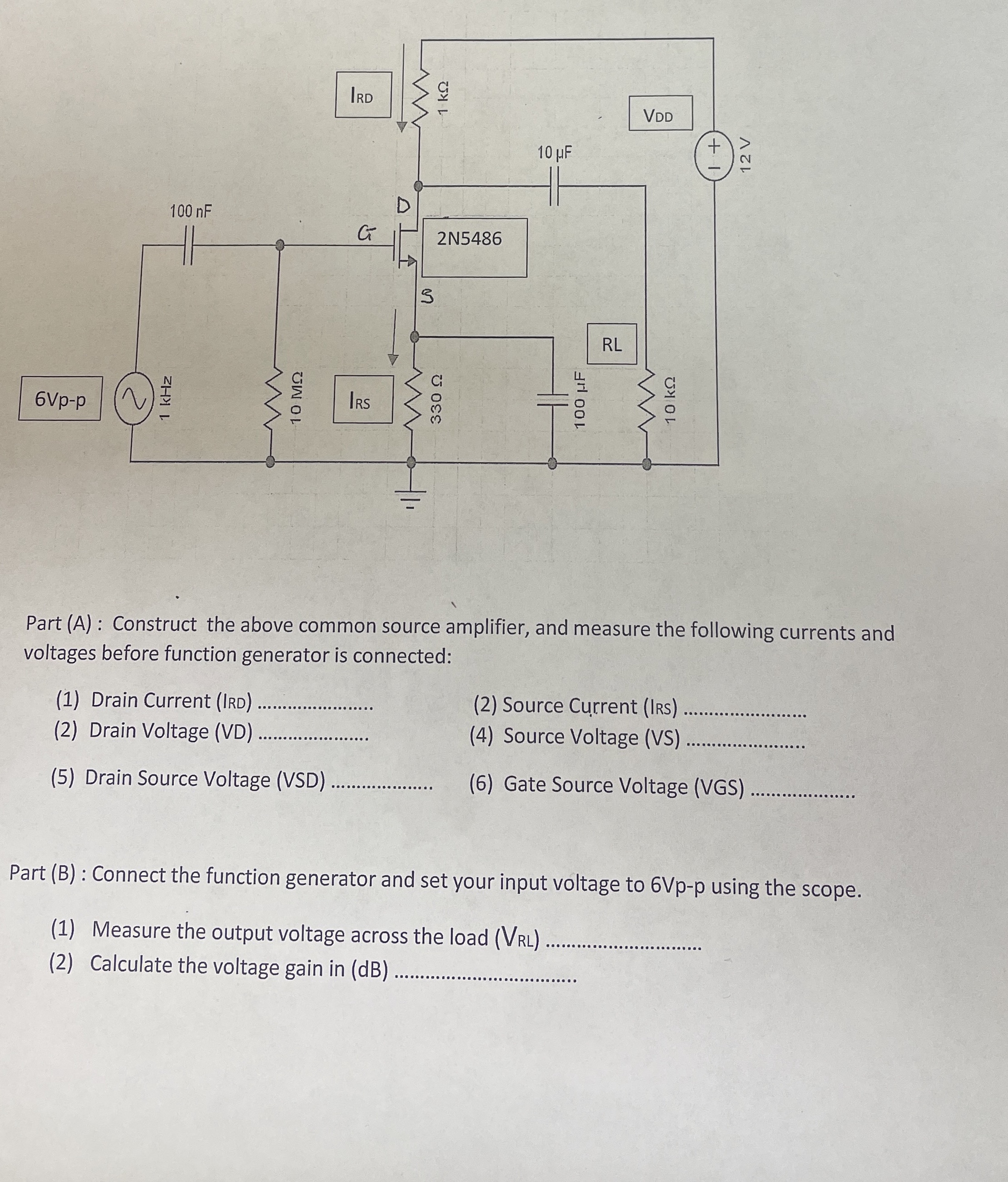 Solved Part (A) ﻿: Construct the above common source | Chegg.com