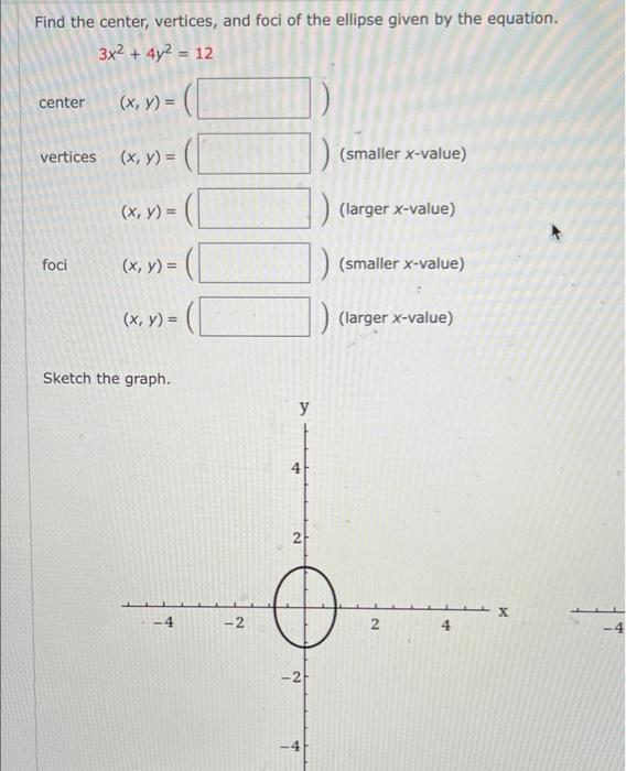 Solved Find the center, vertices, and foci of the ellipse | Chegg.com