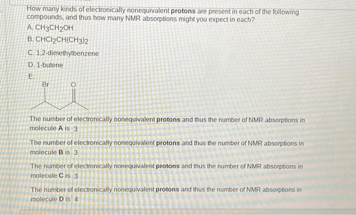 Solved How many kinds of electronically nonequivalent | Chegg.com