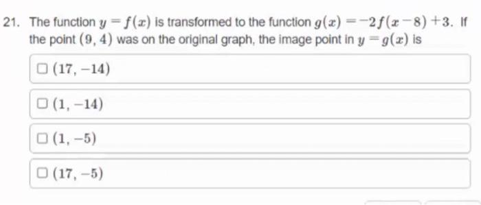 Solved 1. The function y=f(x) is transformed to the function | Chegg.com