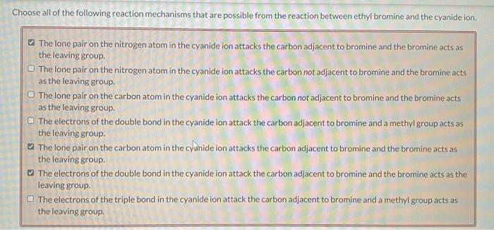 Solved Consider the following: When ethyl bromide reacts | Chegg.com