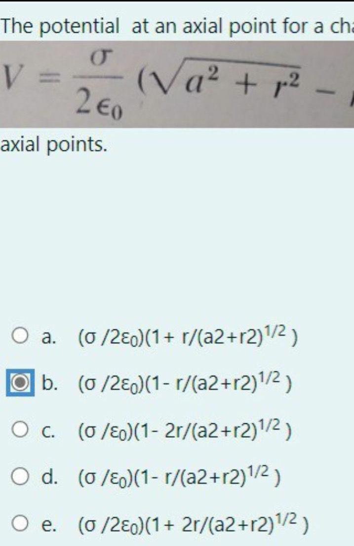 Solved The potential at an axial point for a ch | Chegg.com