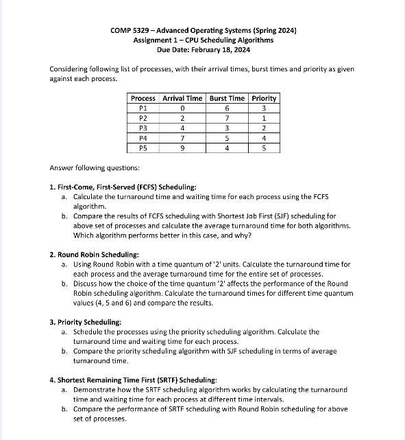 Solved COMP 5329 - ﻿Advanced Operating Systems (Spring | Chegg.com