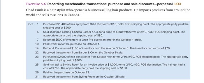 Solved Exercise 5-6 Recording merchandise transactions: | Chegg.com