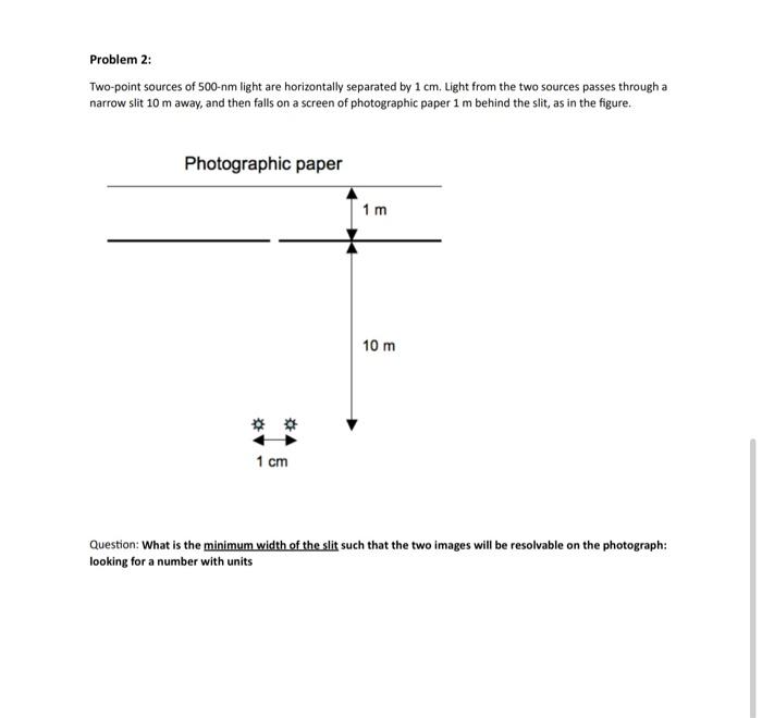 Solved Problem 2: Two-point sources of 500-nm light are | Chegg.com