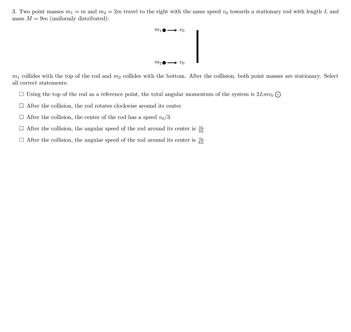 Solved Two point masses m1=m ﻿and m2=2m ﻿travel to the right | Chegg.com