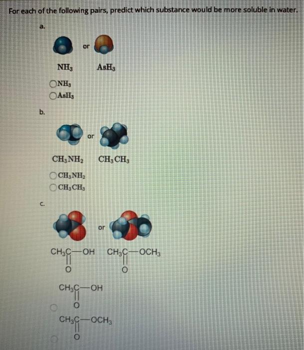 Solved For each of the following pairs, predict which | Chegg.com