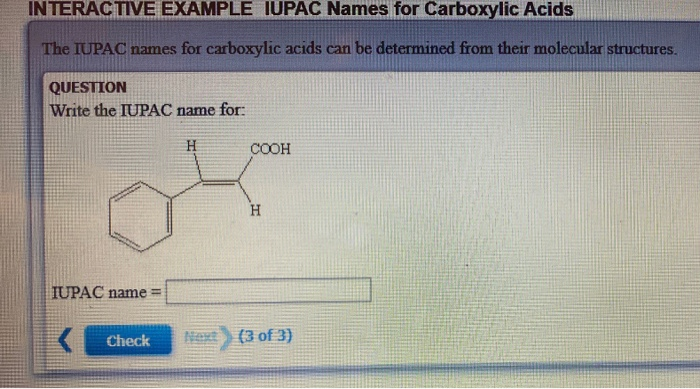 Solved INTERACTIVE EXAMPLE IUPAC Names for Carboxylic Acids | Chegg.com