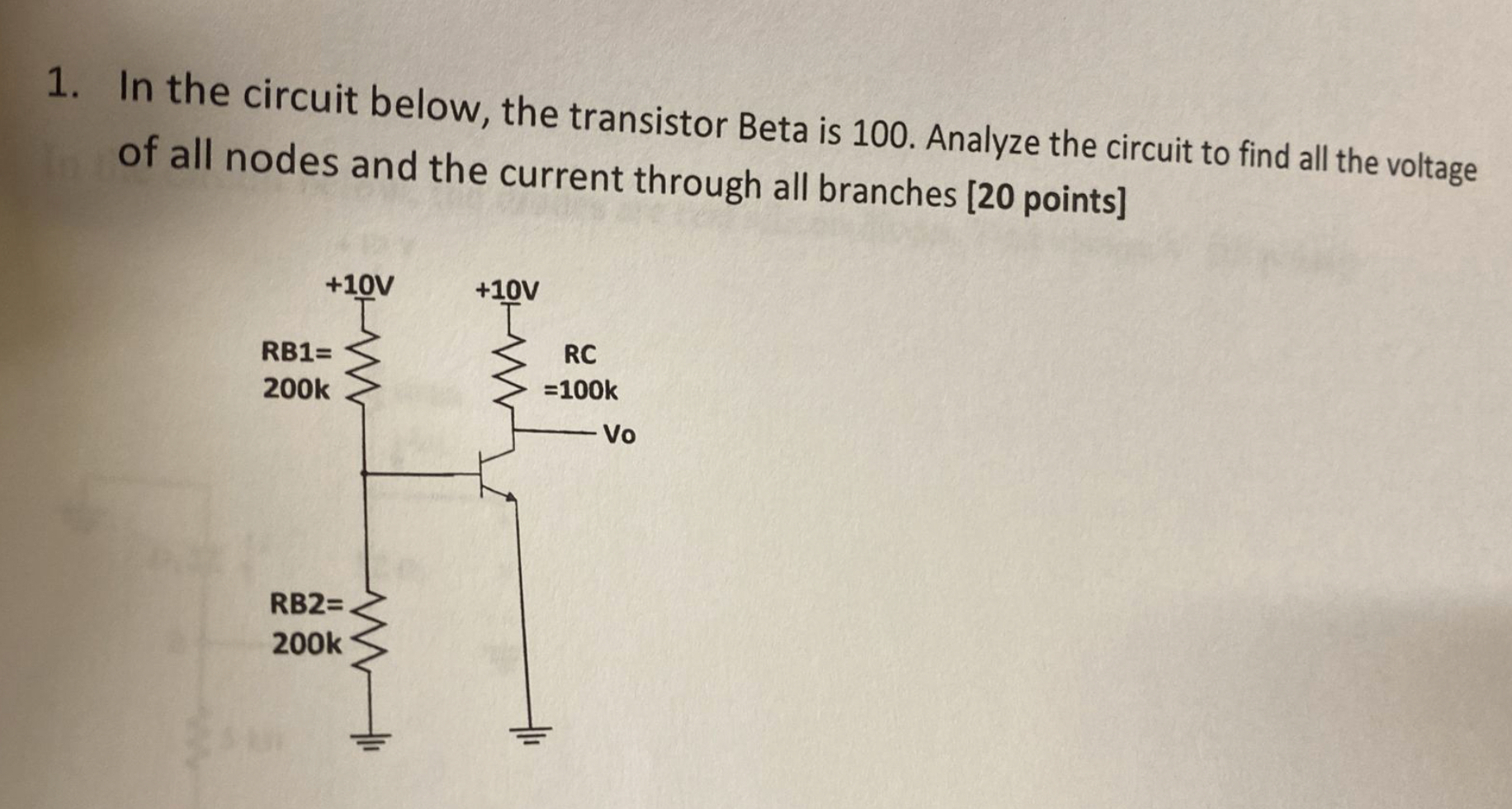 Solved In the circuit below, the transistor Beta is 100 . | Chegg.com