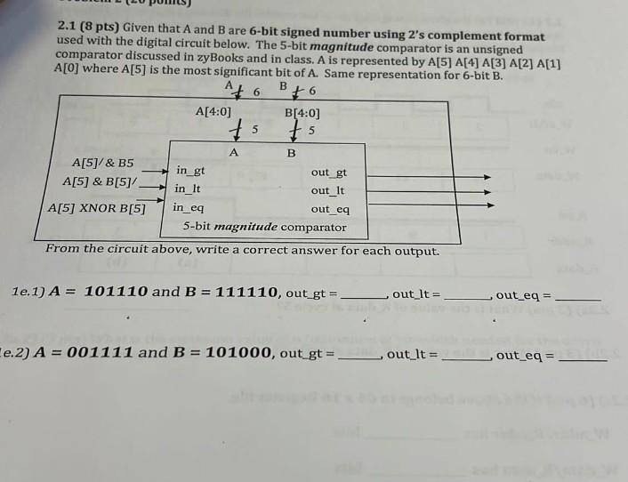 Solved 2.1 (8 pts) Given that A and B are 6-bit signed | Chegg.com