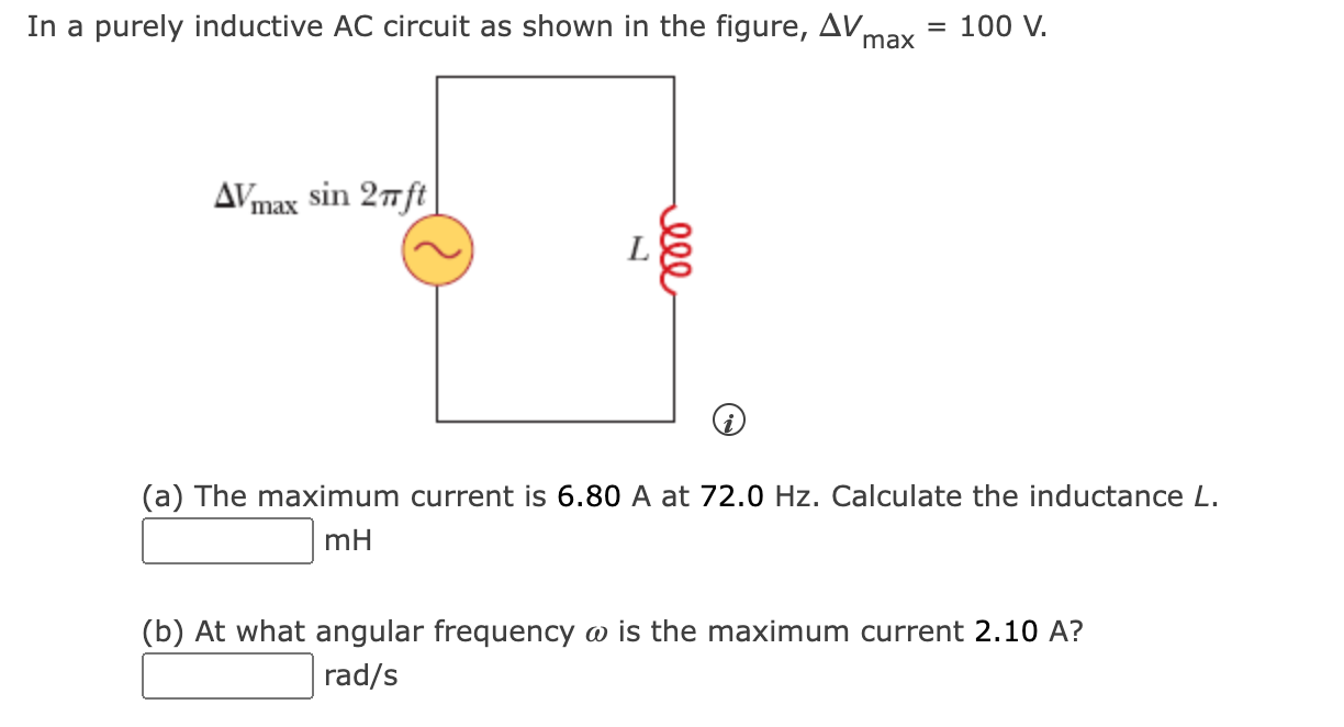 Solved In A Purely Inductive Ac Circuit As Shown In The