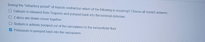 Solved During the "refractory period" of muscle contraction | Chegg.com