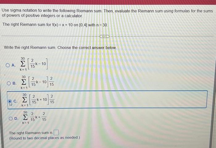 Solved Use sigma notation to write the following Riemann | Chegg.com