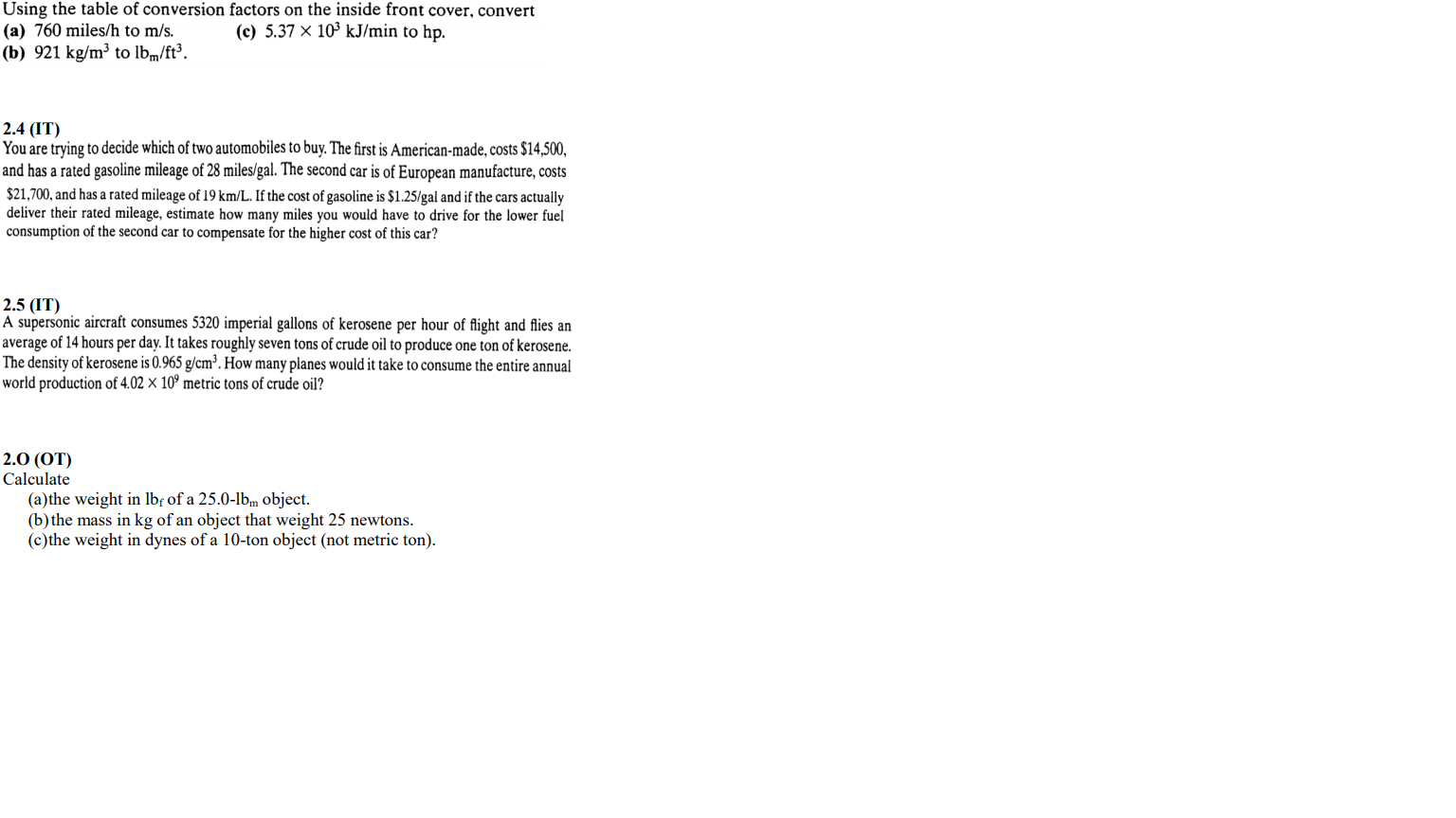 Solved Using the table of conversion factors on the inside | Chegg.com