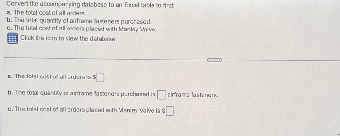 Solved Convert the accompanying database to an Excel table | Chegg.com