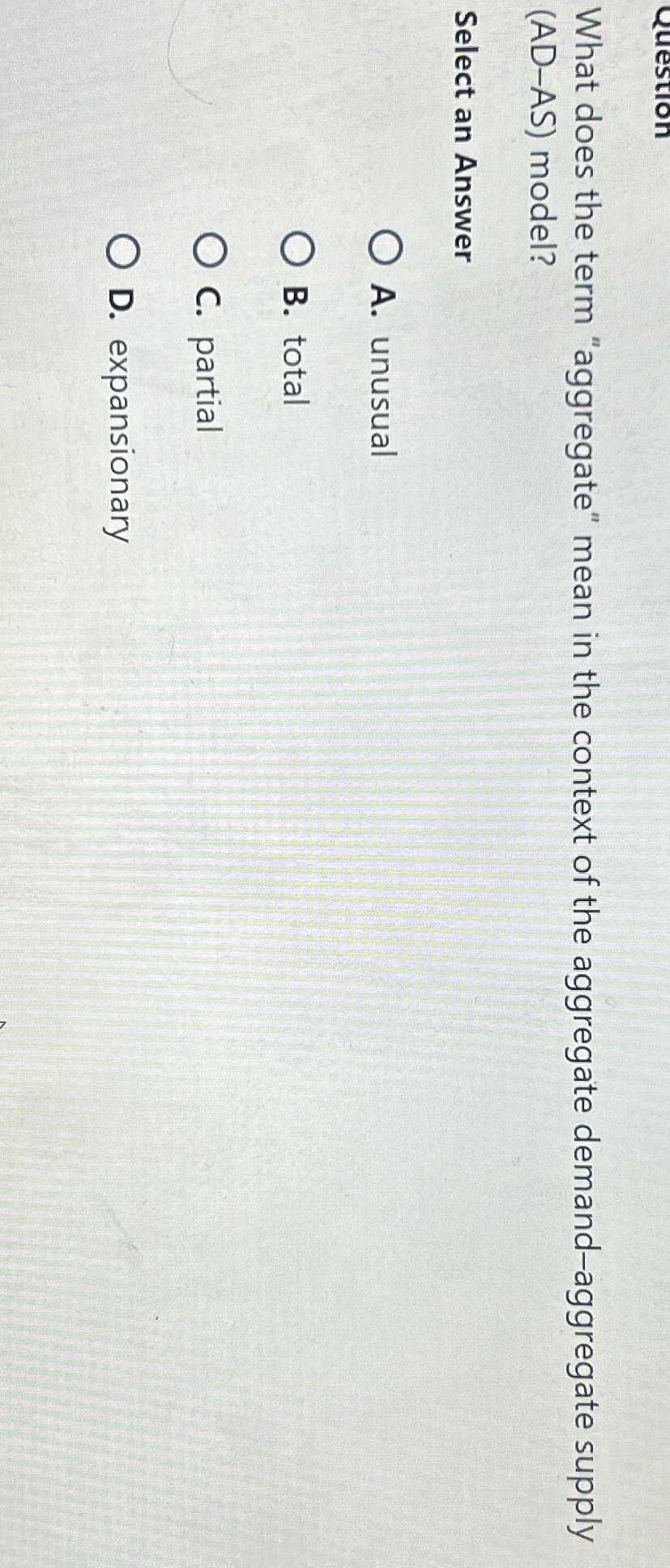 Solved What does the term "aggregate" mean in the context of | Chegg.com