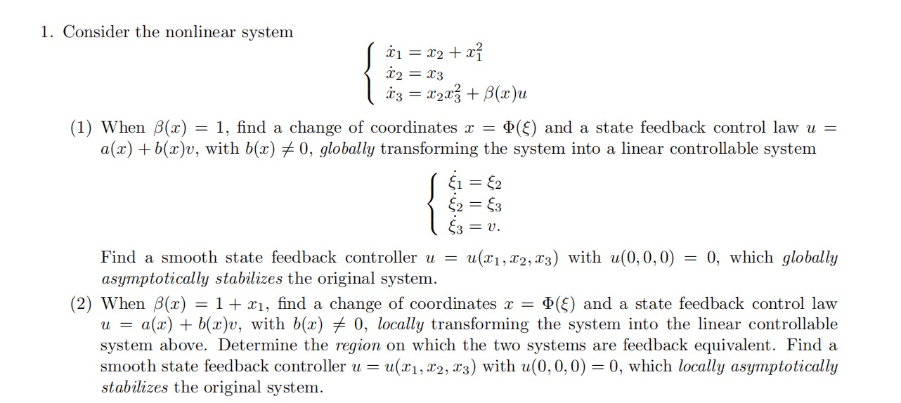 Solved Consider the nonlinear | Chegg.com