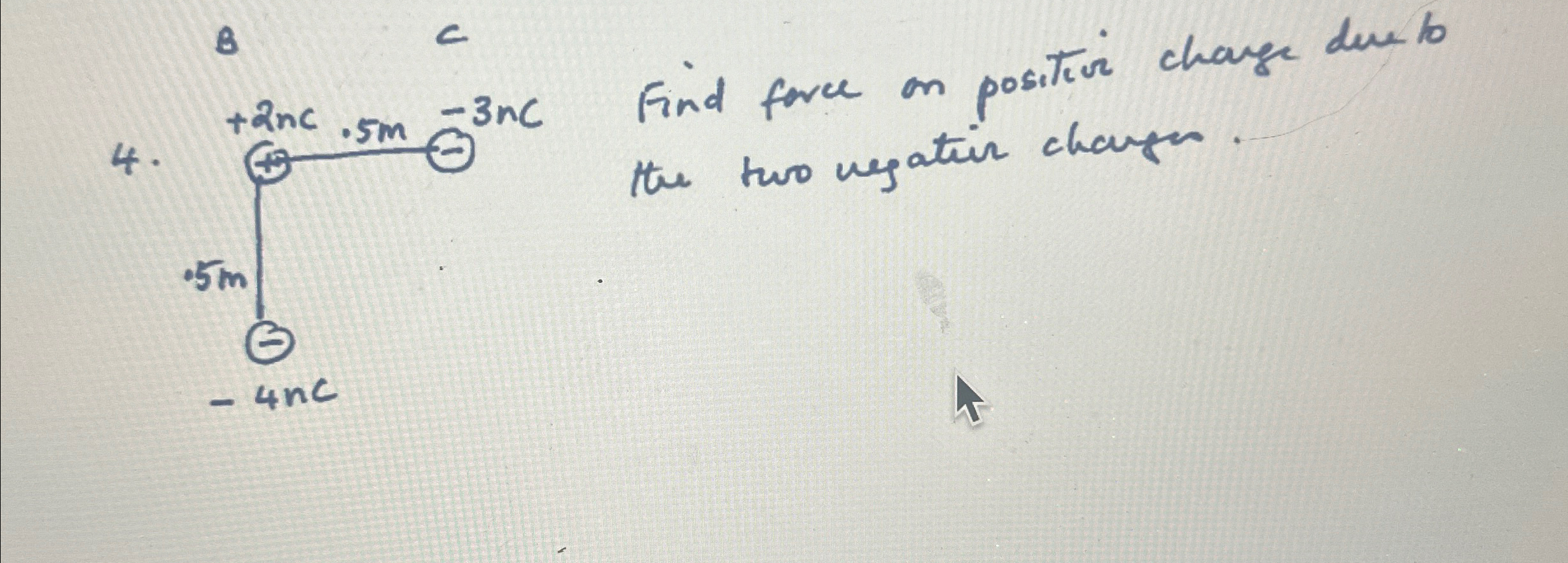 Solved Find force on positive charge due to the two negative | Chegg.com