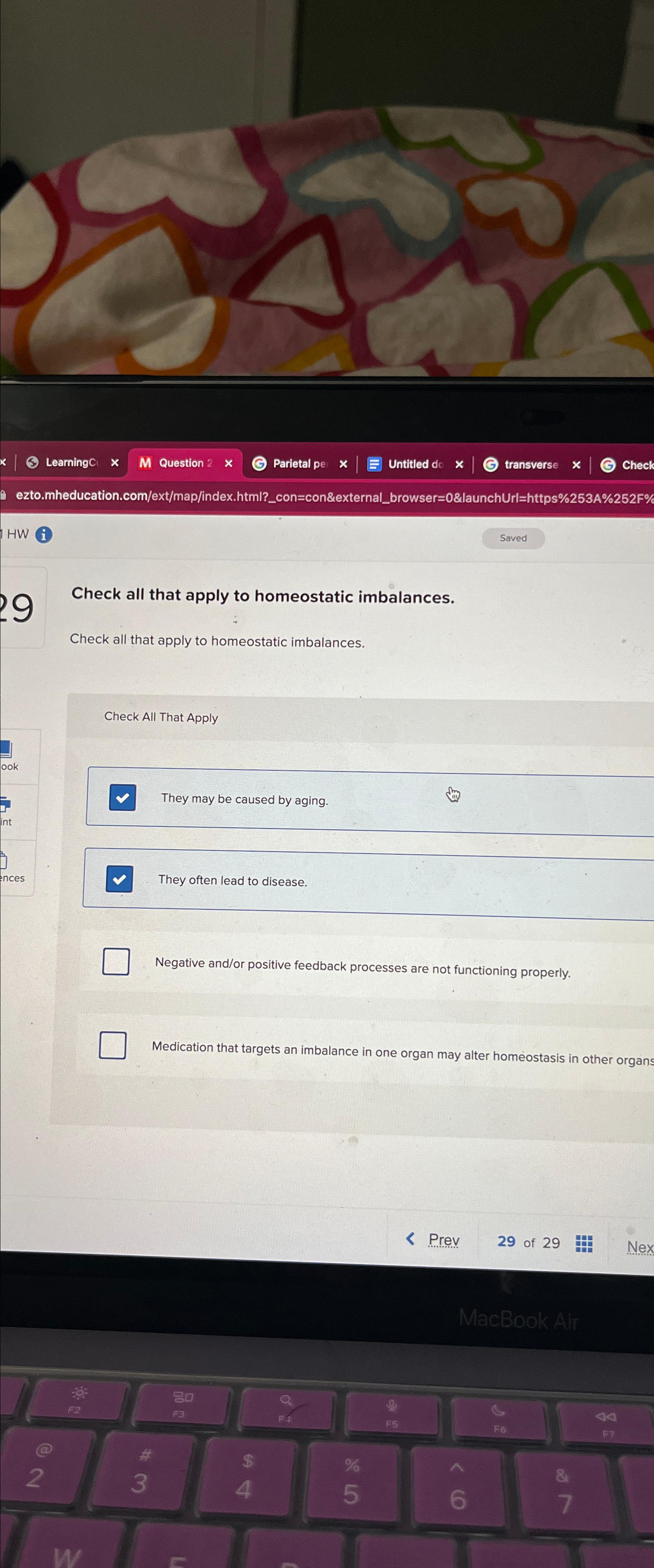 Solved Check all that apply to homeostatic imbalances.Check | Chegg.com