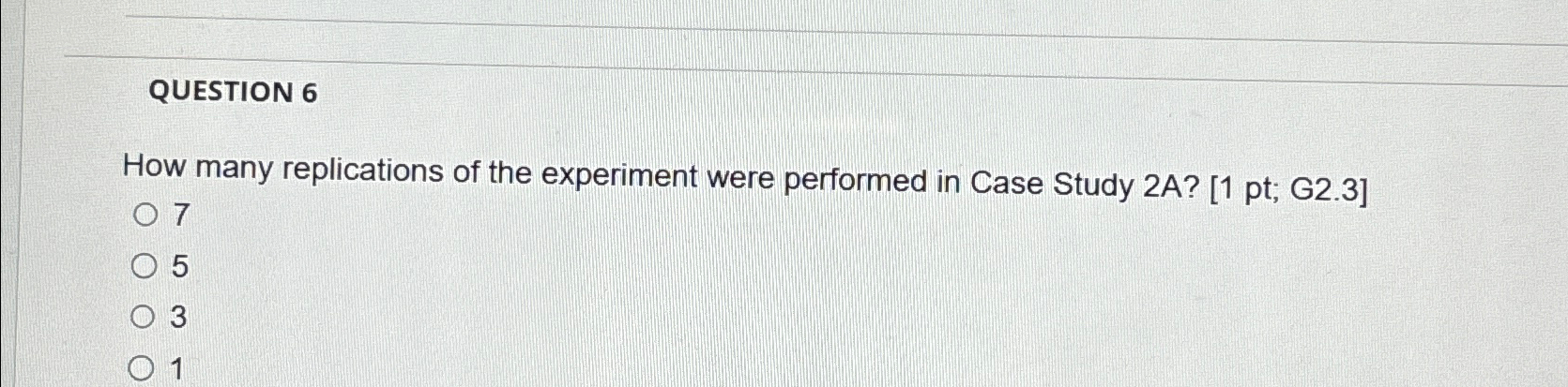 Solved QUESTION 6How many replications of the experiment | Chegg.com