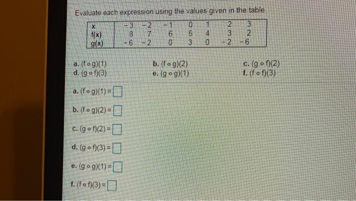 Solved Evaluate each expression using the values given in | Chegg.com