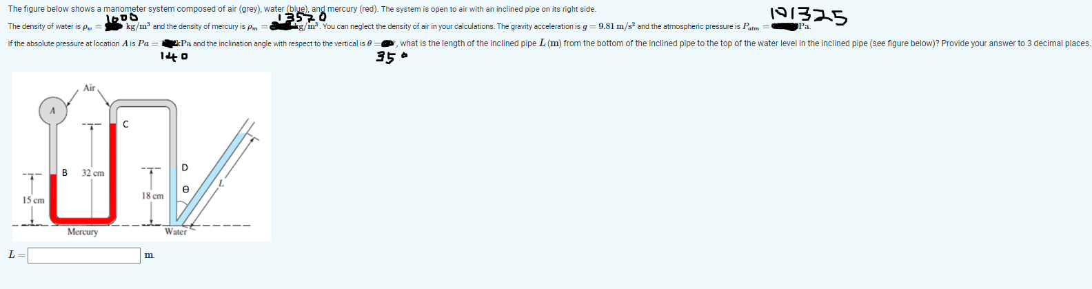 Solved The figure below shows a manometer system composed of | Chegg.com