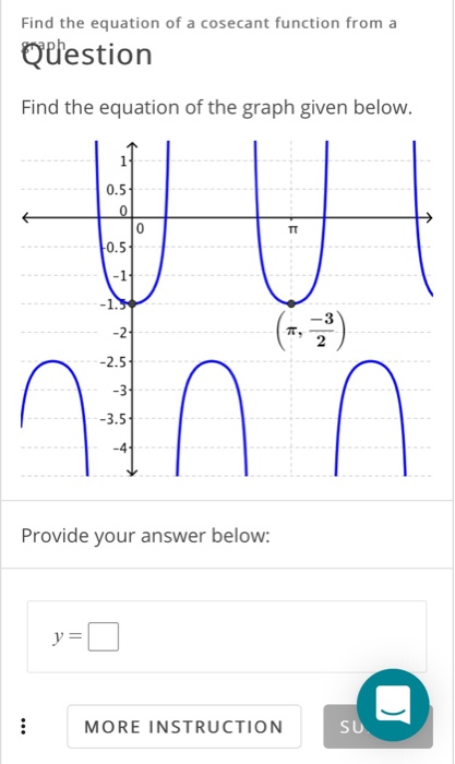 Solved Find the equation of a cosecant function from a | Chegg.com