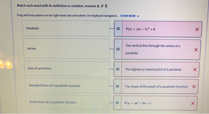 Solved Match each word with its definition or notation. | Chegg.com
