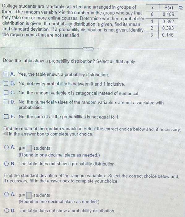 Solved College students are randomly selected and arranged | Chegg.com