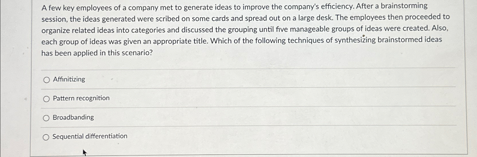 Solved A few key employees of a company met to generate | Chegg.com