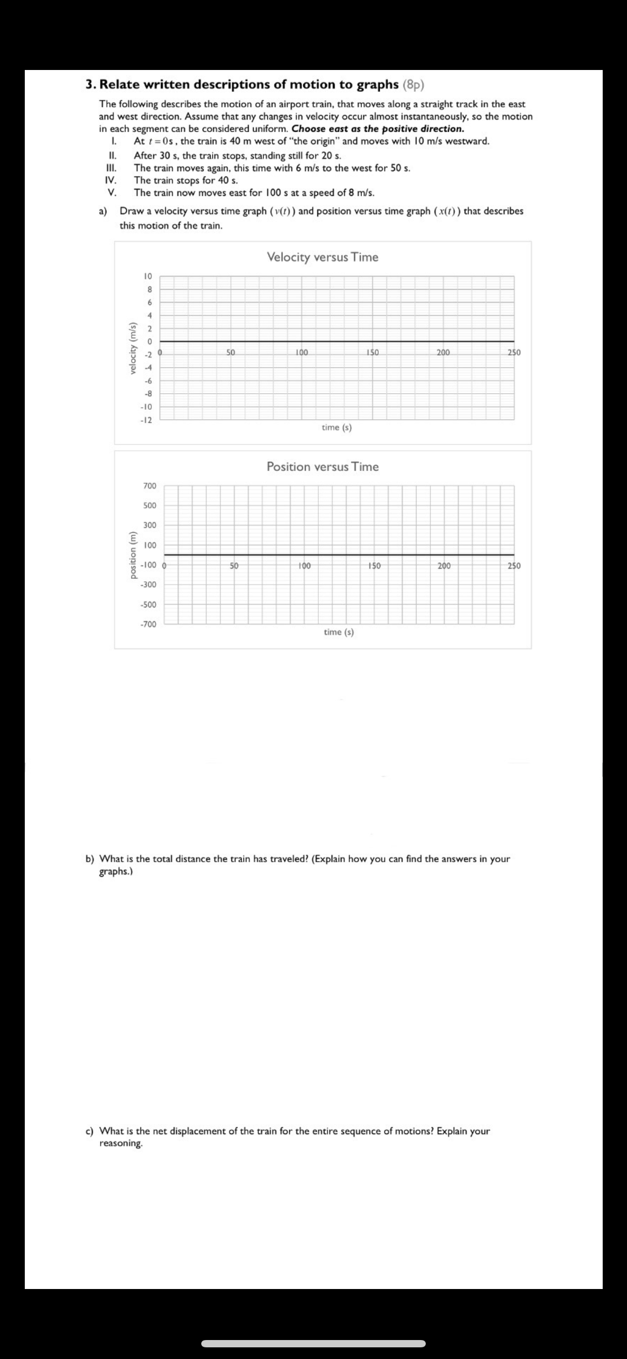 Solved Relate written descriptions of motion to graphs | Chegg.com