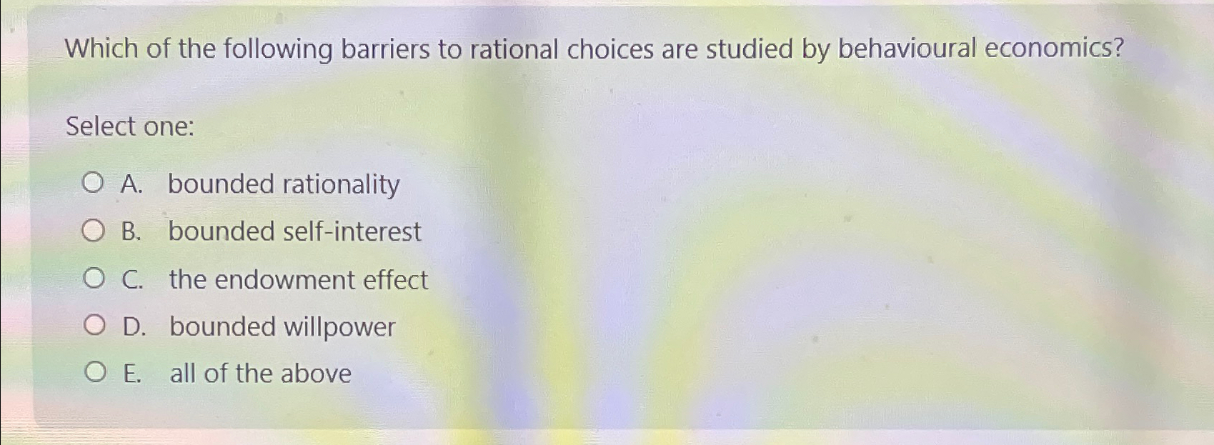 Solved Which of the following barriers to rational choices | Chegg.com