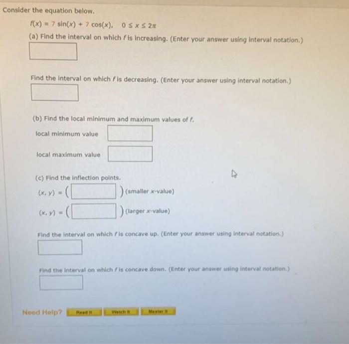 Solved Consider the equation below. | Chegg.com