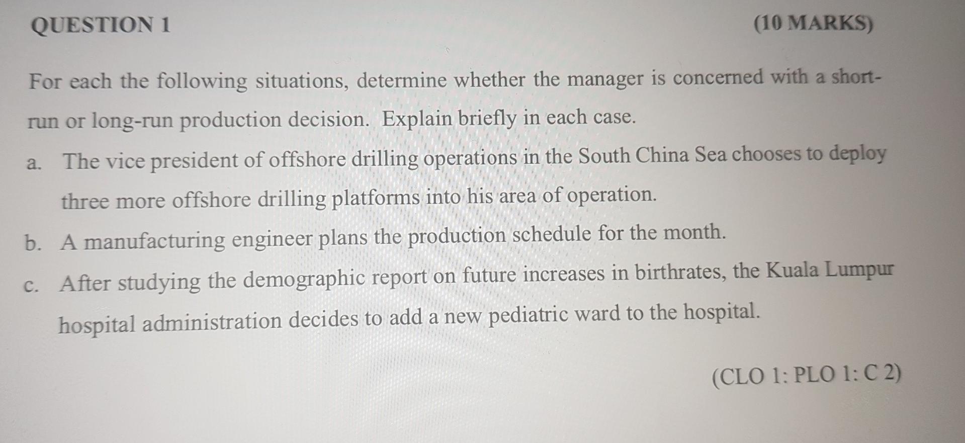 Solved QUESTION 1 (10 MARKS) For each the following | Chegg.com
