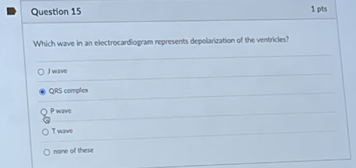 Solved Question 151 ﻿ptsWhich wave in an electrocardiogram | Chegg.com