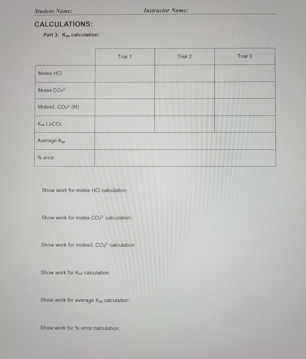 Solved Student Name: Instructor Name: DATA (EXP #10): Part | Chegg.com