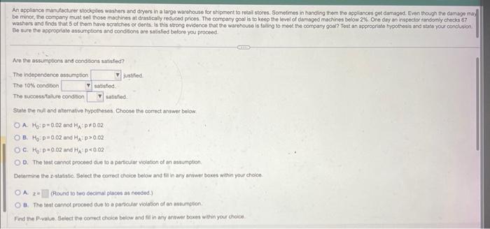Solved An appliance manutacturer stockples washers and | Chegg.com