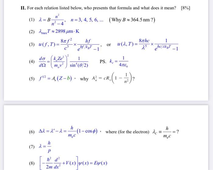 Solved II. For each relation listed below, who presents that | Chegg.com