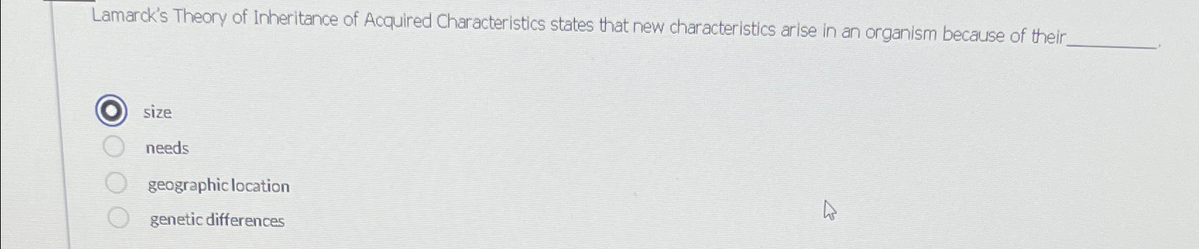 Solved Lamarck's Theory of Inheritance of Acquired | Chegg.com