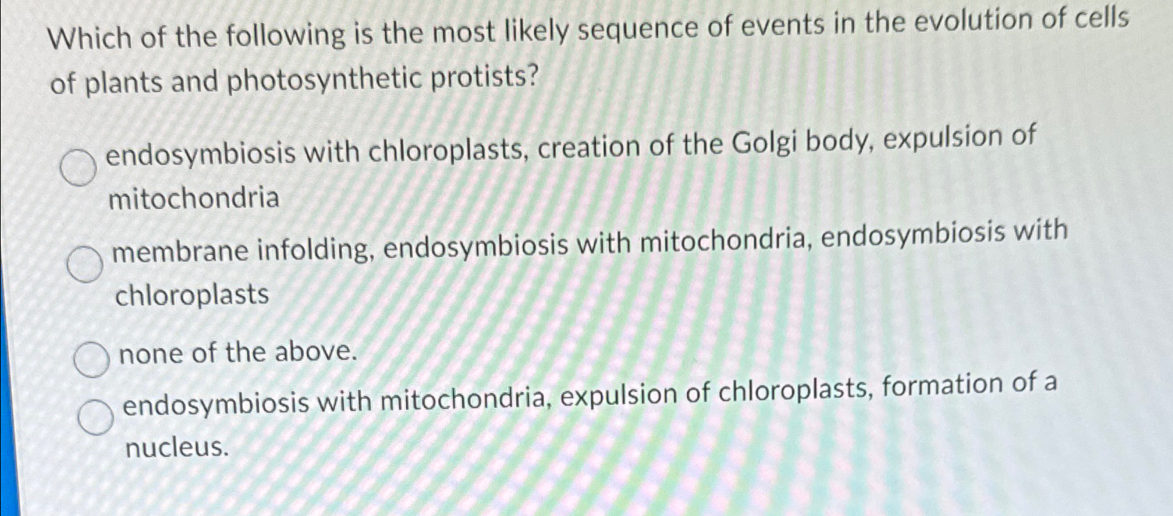Solved Which of the following is the most likely sequence of | Chegg.com