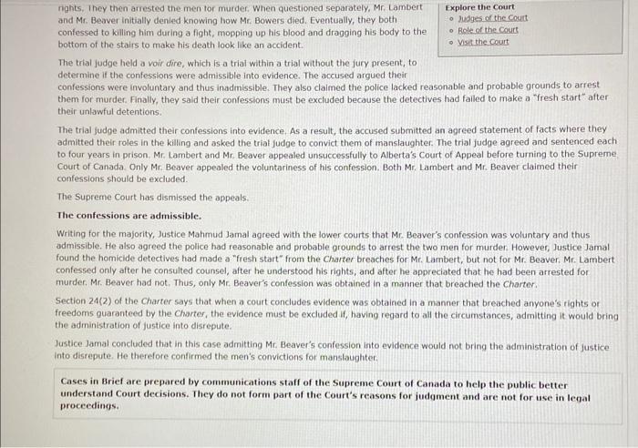 Solved Given are the links for the case summary of 2 Supreme | Chegg.com