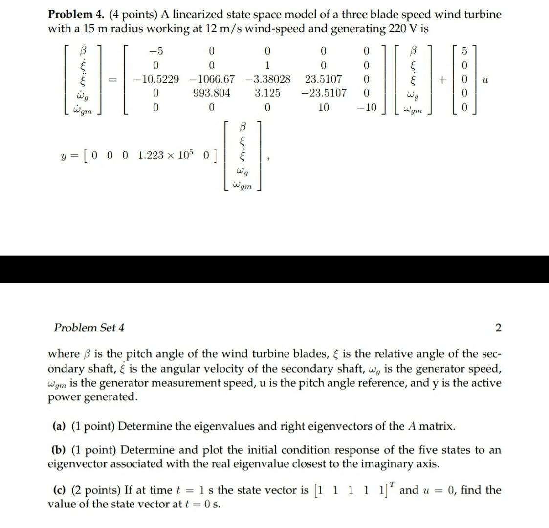Solved where β is the pitch angle of the wind turbine | Chegg.com