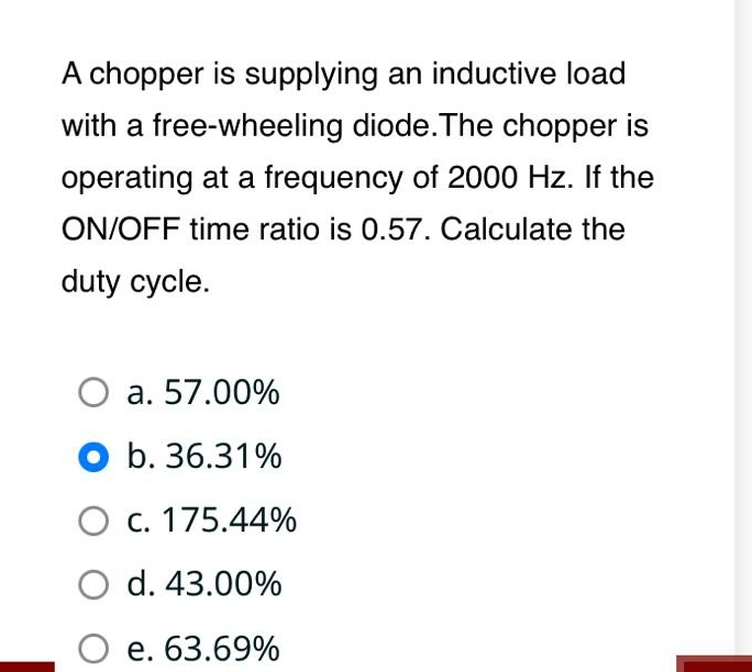 Solved A chopper is supplying an inductive load with a | Chegg.com